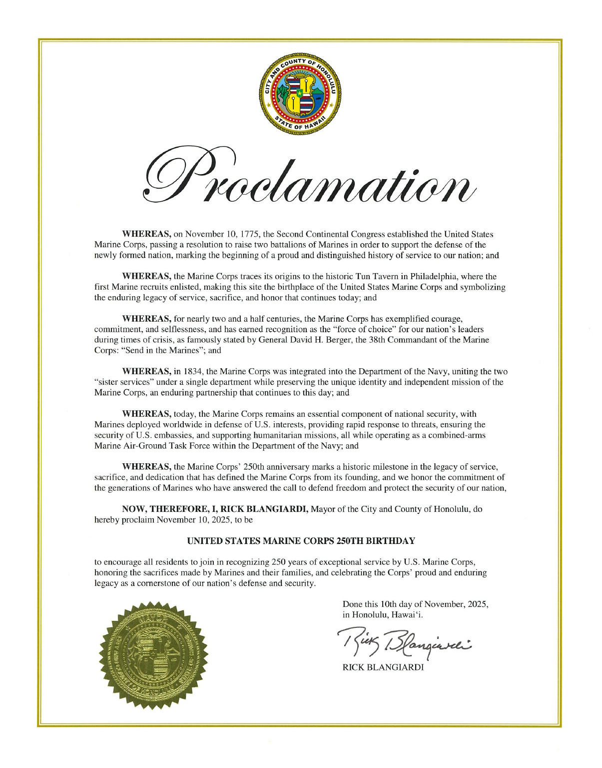 Marines 250th – Hawai‘i America 250
